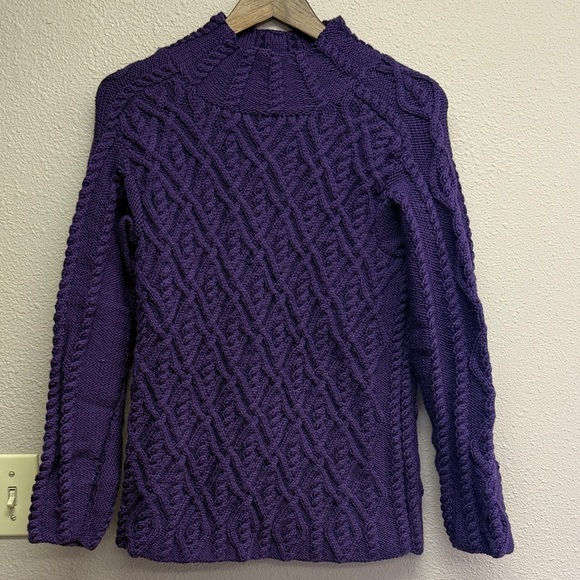 Handmade | Sweaters | Elegant Purple Cable Knit Turtleneck Sweater ...